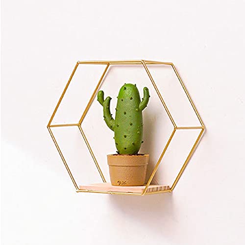 FQQWEE Hexagonal Floating Shelves Wall Decor Set of 3 Metal Wire Wall Mounted Honey Comb Shelves Decorative Geometric Floating Wall Storage Shelves for Bedroom Living Room Home Office