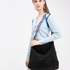 Tote Bag Women Large Crossbody Bag Stylish Handbag for Women Corduroy Hobo Bag Fashion shoulder Bag Purse (Black)