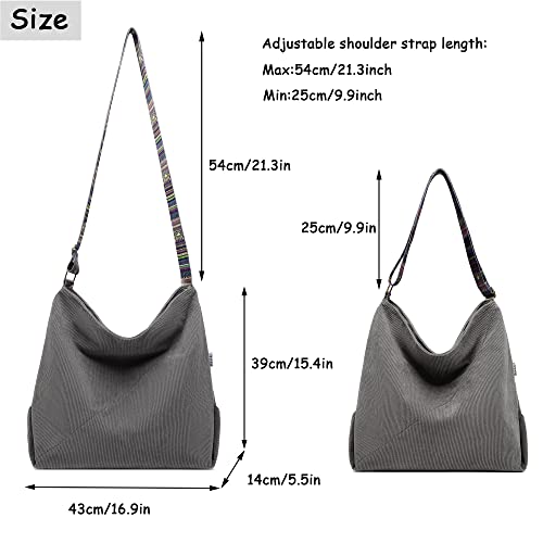 Tote Bag Women Large Crossbody Bag Stylish Handbag for Women Corduroy Hobo Bag Fashion shoulder Bag Purse (Black)