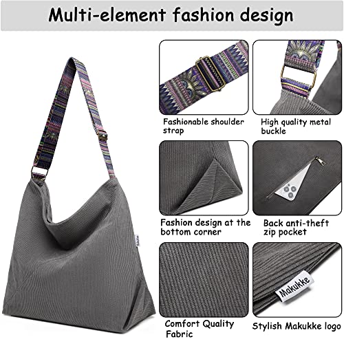 Tote Bag Women Large Crossbody Bag Stylish Handbag for Women Corduroy Hobo Bag Fashion shoulder Bag Purse (Black)