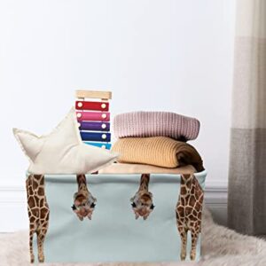 Storage Bins, Funny Cute Giraffe Storage Baskets for Organizing Closet Shelves Clothes Decorative Fabric Baskets Large Storage Cubes with Handles