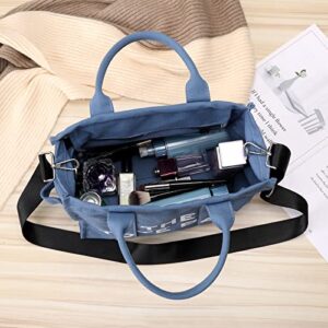 Canvas Tote Bag for Women Travel Shoulder Bag Crossbody Bags for Women Tote Bag with Zipper Handbags for women (Blue)