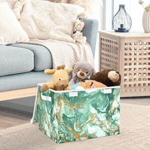 Kigai Marble Texture Storage Basket with Lid Collapsible Storage Bin Fabric Box Closet Organizer for Home Bedroom Office 1 Pack