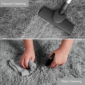 YJ.GWL Soft Runner Rugs for Bedroom Living Room Plush Fluffy Rug 2x6 Feet, Grey Shag Rug Carpet Non Shedding for Nursery Dorm, Fuzzy Bedside Rug Runner for Kids Boys Girls Room Home Decor