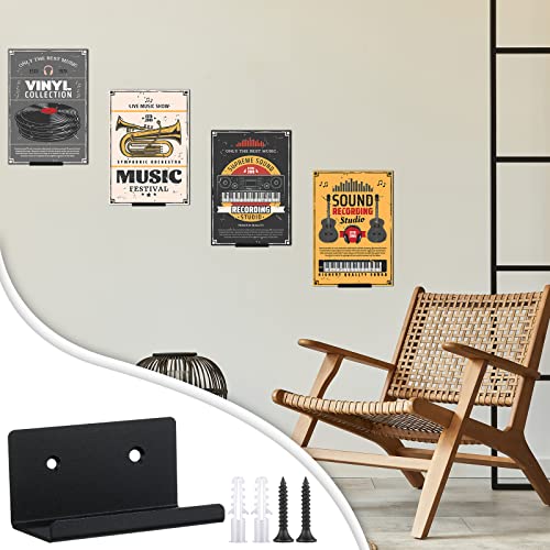 12 Pcs Vinyl Record Shelf Wall Mount Vinyl Holder Black Metal Floating Shelf for Albums Records Storage Display Home Wall Decor