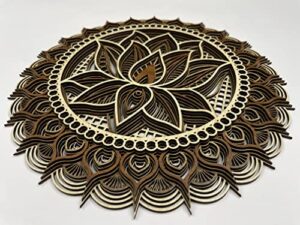 mandala wall art, mandala wood wall art decor, lotus flower wall decoration, layered mandala (small)