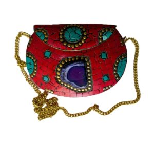 metal mosaic clutch bag