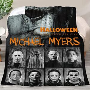 gimcjok custom michael halloween myers throw blanket, plush fuzzy halloween blankets and throws for sofa, wrinkle-resistant air conditioned blanket 50″x60″