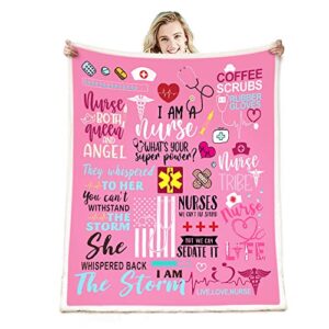 nurse gifts nurse week gifts throw blanket,nurse gifts for women,nurse appreciation gifts,nurse gifts for nursing student soft fluffy sherpa warm throw blankets (h12,50″x 60″)