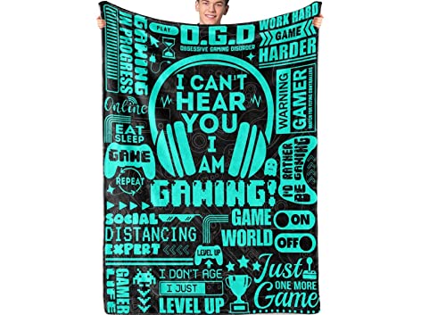 InnoBeta Gaming Gifts, Gifts for Gamers, Gaming, Boys, Men, I Can't Hear You, I'm Gaming, Level Up, Bed Flannel Plush Blankets Throws 50x65 Inches