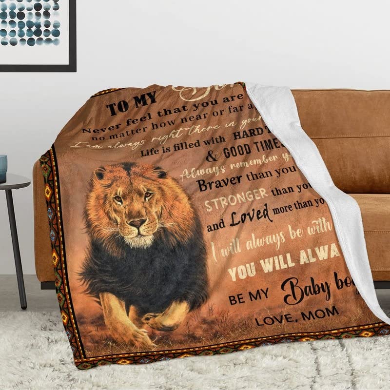 AJIIUSV Son Gifts from Mom Throw Blanket Birthday Gifts for Son Blankets to Son from Mom Thanksgiving Valentines Day Graduation Gifts 50"x60"