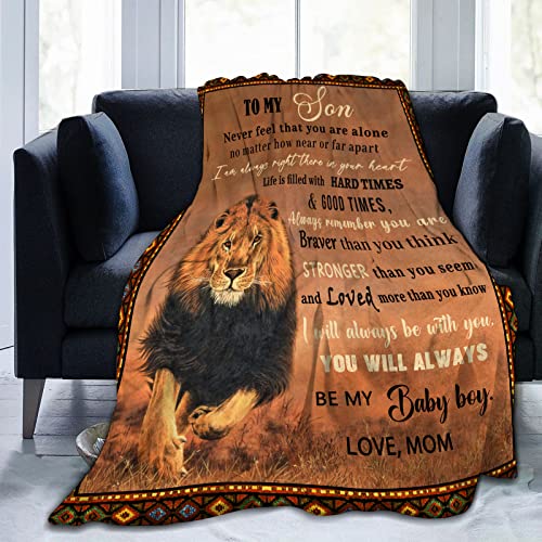 AJIIUSV Son Gifts from Mom Throw Blanket Birthday Gifts for Son Blankets to Son from Mom Thanksgiving Valentines Day Graduation Gifts 50"x60"