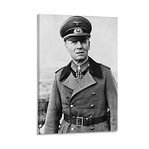 BLUDUG Art Poster of World War II German General Erwin Rommel's Portrait Canvas Painting Posters And Prints Wall Art Pictures for Living Room Bedroom Decor 12x18inch(30x45cm)