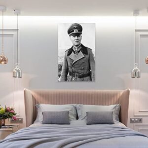 BLUDUG Art Poster of World War II German General Erwin Rommel's Portrait Canvas Painting Posters And Prints Wall Art Pictures for Living Room Bedroom Decor 12x18inch(30x45cm)