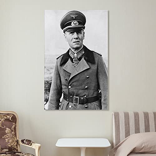 BLUDUG Art Poster of World War II German General Erwin Rommel's Portrait Canvas Painting Posters And Prints Wall Art Pictures for Living Room Bedroom Decor 12x18inch(30x45cm)