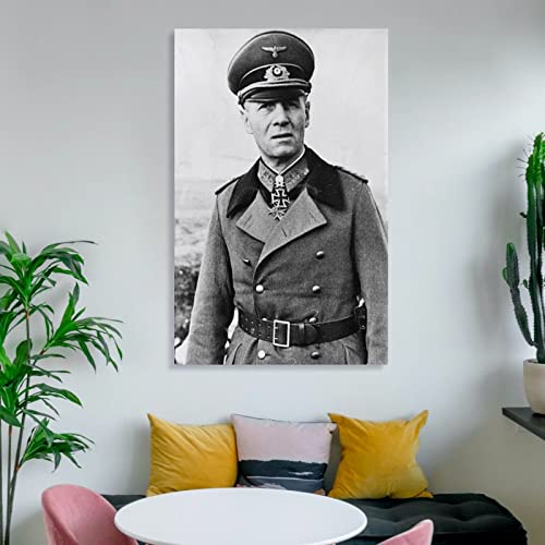 BLUDUG Art Poster of World War II German General Erwin Rommel's Portrait Canvas Painting Posters And Prints Wall Art Pictures for Living Room Bedroom Decor 12x18inch(30x45cm)