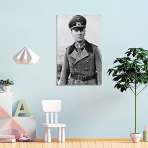 BLUDUG Art Poster of World War II German General Erwin Rommel's Portrait Canvas Painting Posters And Prints Wall Art Pictures for Living Room Bedroom Decor 12x18inch(30x45cm)