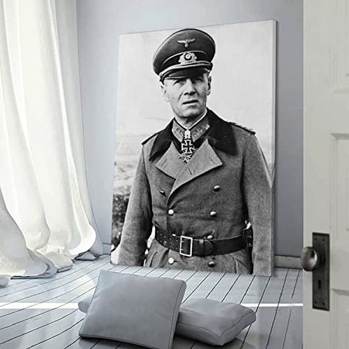 BLUDUG Art Poster of World War II German General Erwin Rommel's Portrait Canvas Painting Posters And Prints Wall Art Pictures for Living Room Bedroom Decor 12x18inch(30x45cm)