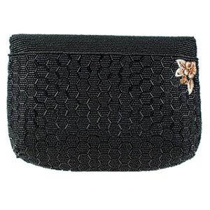 Mary Frances Golden Nectar Beaded Honey Bee Crossbody Clutch Handbag, Black