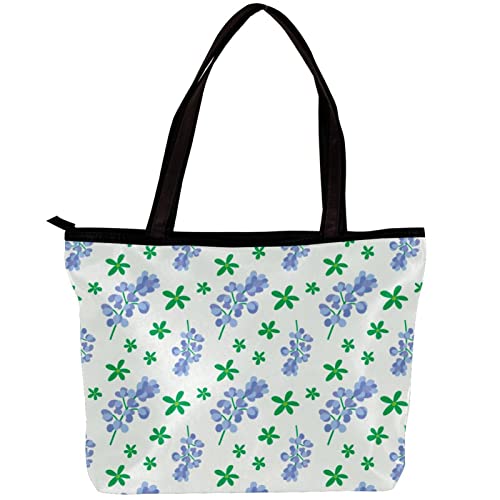 Women's Personalise Twill Work Tote Bag Bluebonnet Flowers Pattern