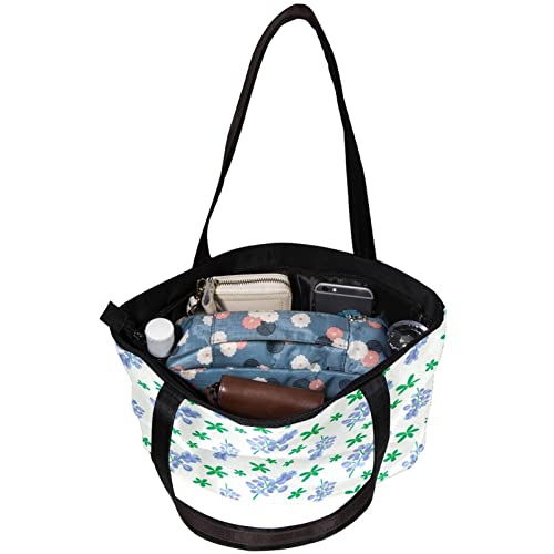 Women's Personalise Twill Work Tote Bag Bluebonnet Flowers Pattern