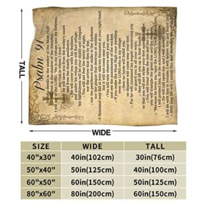 Psalm 91 Blanket Christian Gifts (50x40inch)- Religious Throw Blanket Soft Lightweight Cozy Plush Warm Blankets for Women Men