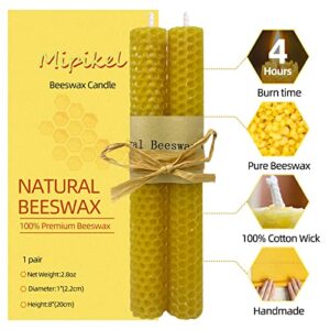 100% Pure Beeswax Taper Candles, 8 Pack 8 Inch Smokeless Dripless Wax Candles, Handmade Beeswax Candle for Home Gift Ideas, Chrismas Candles, Halloween Candles for Decoration (Classical-4 Pair)