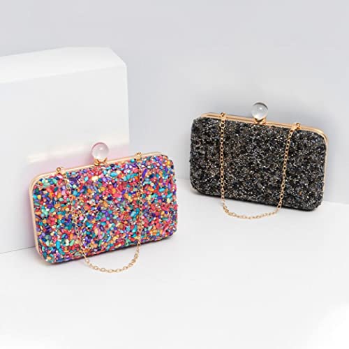 MultiColor Stone Evening Clutch Bag Sparkling Handbag Shiny Glitter Evening Clutch for Wedding Party Prom (Multi-colored)