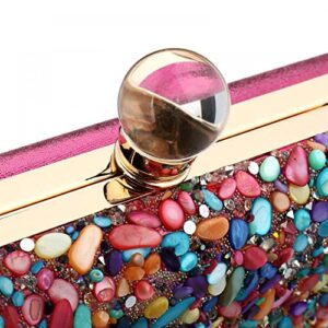 MultiColor Stone Evening Clutch Bag Sparkling Handbag Shiny Glitter Evening Clutch for Wedding Party Prom (Multi-colored)