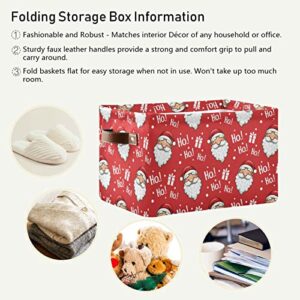 xigua Christmas Head Santa Foldable Canvas Storage Bin, Sturdy Fabric Storage Basket with Handles, Storage Cube Box for Organizing Shelf Nursery Toy Closet 1PCS