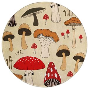 yeahspace mushroom rug round 40 inch aesthetic circle area rug living room bedroom decor-various artistic mushroom art beige