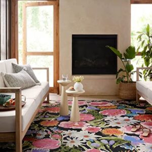 Loloi II Botanical Collection BOT-01 Black/Multi, Indoor/Outdoor 6'-7" x 9'-4" Area Rug