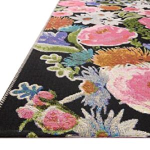 Loloi II Botanical Collection BOT-01 Black/Multi, Indoor/Outdoor 6'-7" x 9'-4" Area Rug