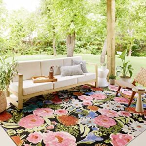 Loloi II Botanical Collection BOT-01 Black/Multi, Indoor/Outdoor 6'-7" x 9'-4" Area Rug