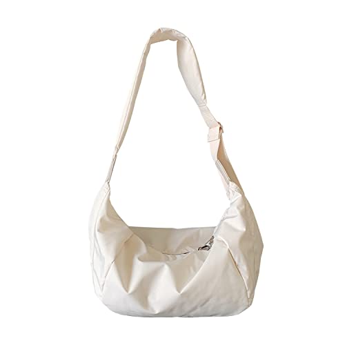 Qyiangst Puffer Bag for Women, Soft Cotton Designer Shoulder Handbags Fashion Ladies Crossbody Bag (White)