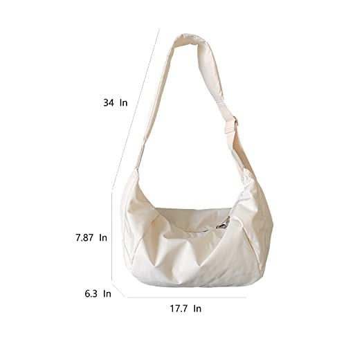 Qyiangst Puffer Bag for Women, Soft Cotton Designer Shoulder Handbags Fashion Ladies Crossbody Bag (White)