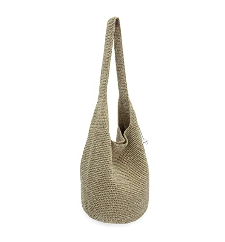 The Sak 120 Hobo in Crochet, Large Shoulder Purse with Single Strap, Bamboo Static