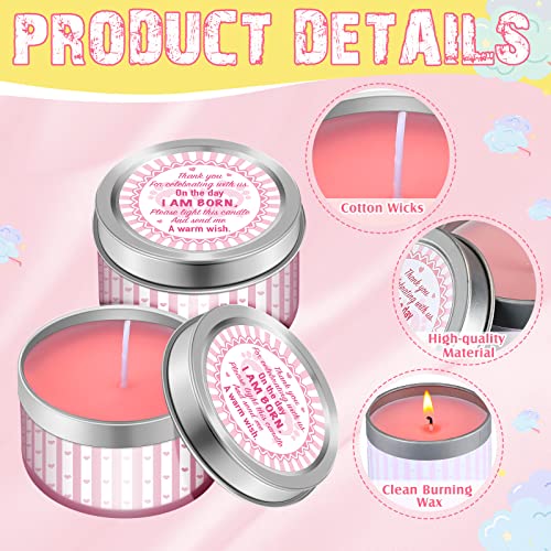 24 Packs Baby Shower Favors Scented Candles 2.5 oz Tea Lights Small Wax Soy Candles with Lids Burning Light Baby Shower Candles Gifts for Guests Girl Baby Shower Party Favors Bulk Gender Reveal, Pink