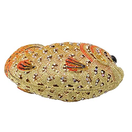 UMREN Women Cute Mini Fish Clutch Evening Bag Purse Luxury Rhinestone Handbag Wedding Cocktail Party Shoulder Bag P15