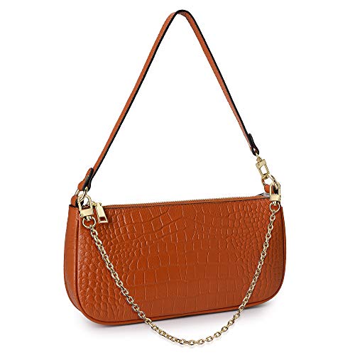 UTO Genuine Leather Croco Mini Purse for Women Fashion Clutch Handbag Girls Shoulder Bag