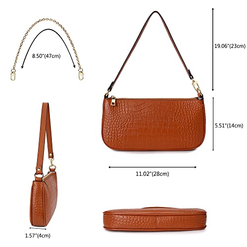 UTO Genuine Leather Croco Mini Purse for Women Fashion Clutch Handbag Girls Shoulder Bag