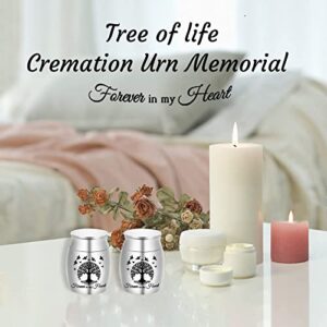 Small Keepsake Urn for Human Ashes Tree of Life Cremation Urns Mini Set of 7 Urns Perfect Stainless Steel Memorial Ashes Holder Small Funeral Ash Urn-Forever in My Heart (Silver-7pcs)