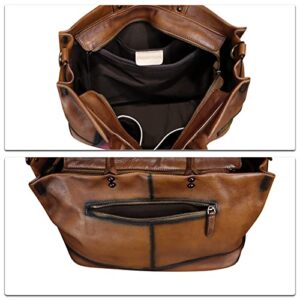 Genuine Leather Satchel for Women Leather Work Tote Bag Handbag Top Handle Bags Handmade Crossbody Handbag Purse (Brown)