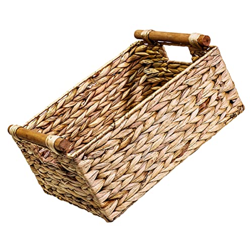 Alipis Hyacinth Handle Uncovered Holder * Remote Shelf Handled Baskets Brown Decorative Hand-Made Cm Storage Wicker Cube Hand- Hand-Woven with Pantry Lid Bins Living Rattan Woven