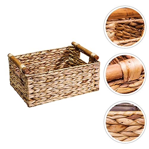 Alipis Hyacinth Handle Uncovered Holder * Remote Shelf Handled Baskets Brown Decorative Hand-Made Cm Storage Wicker Cube Hand- Hand-Woven with Pantry Lid Bins Living Rattan Woven