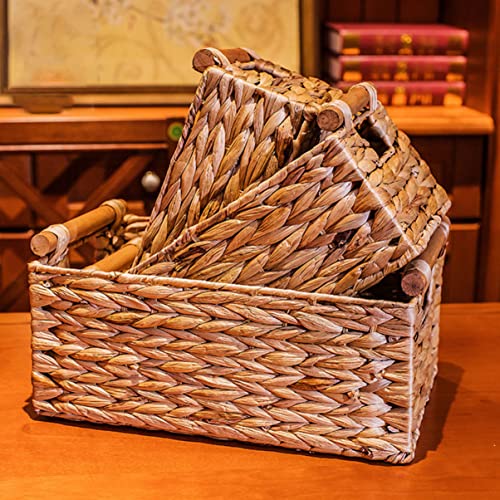 Alipis Hyacinth Handle Uncovered Holder * Remote Shelf Handled Baskets Brown Decorative Hand-Made Cm Storage Wicker Cube Hand- Hand-Woven with Pantry Lid Bins Living Rattan Woven