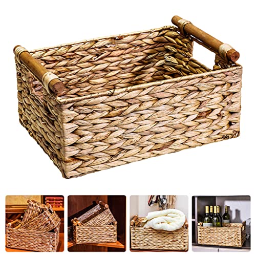 Alipis Hyacinth Handle Uncovered Holder * Remote Shelf Handled Baskets Brown Decorative Hand-Made Cm Storage Wicker Cube Hand- Hand-Woven with Pantry Lid Bins Living Rattan Woven