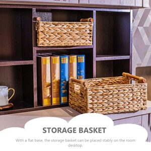 Alipis Hyacinth Handle Uncovered Holder * Remote Shelf Handled Baskets Brown Decorative Hand-Made Cm Storage Wicker Cube Hand- Hand-Woven with Pantry Lid Bins Living Rattan Woven