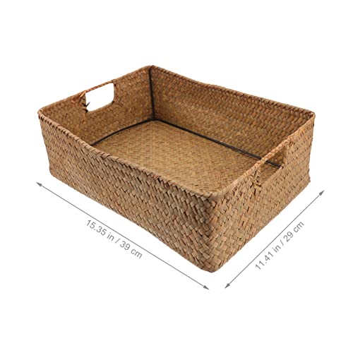 PartyKindom Woven Baskets for Storage, Storage Baskets for Organizing, Water Hyacinth Storage Baskets for Bedroom Living Room Pantry Shelf Closet