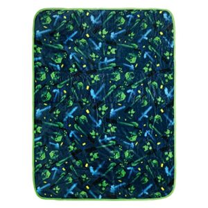 bioworld minecraft creeper & sword pattern digital print throw blanket